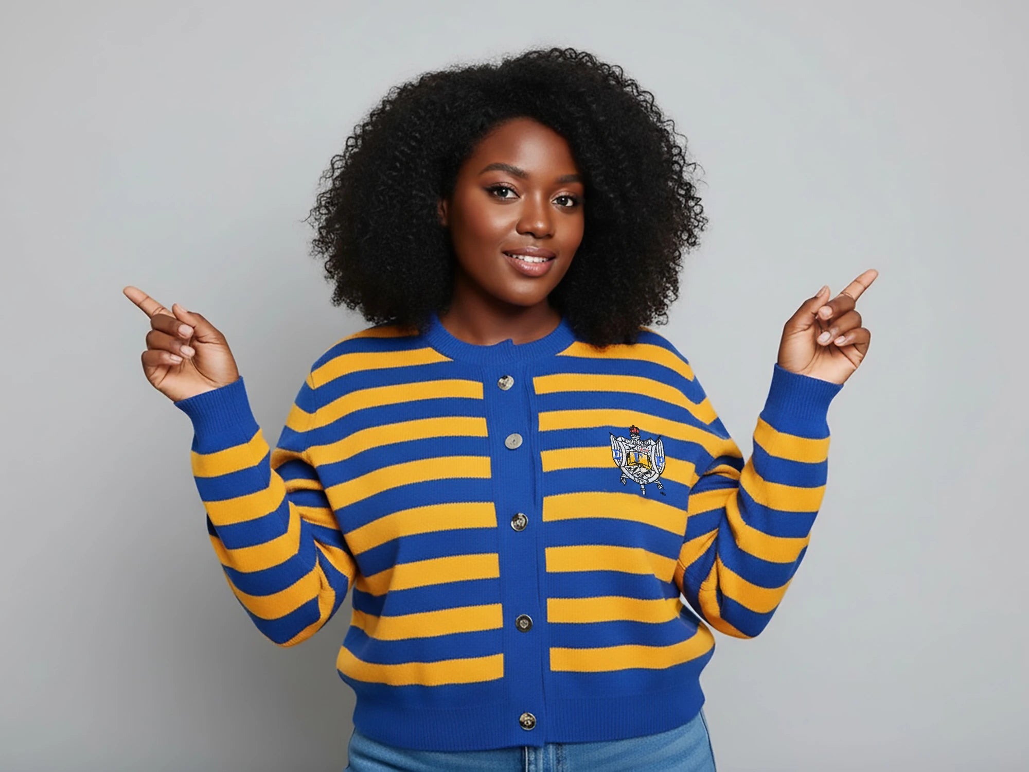 Sigma Gamma Rho Striped Cropped Cardigan with SGRho Embroidery Logo, C ...
