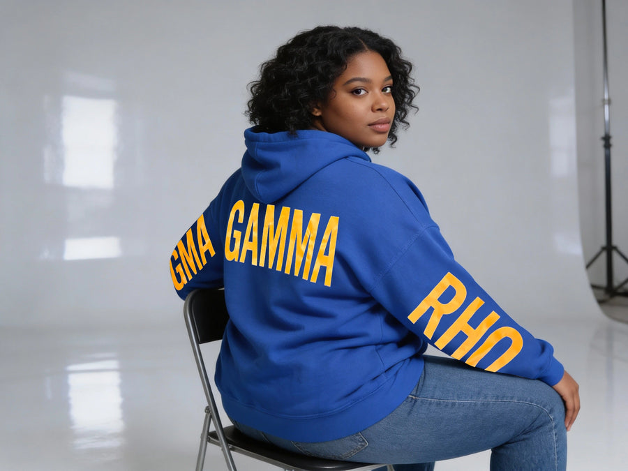 sigma gamma rho over-sized printed hoodie, fleece women's casual pullo ...